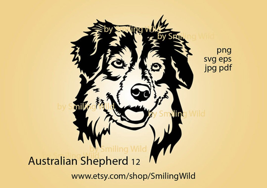 Australian Shepherd Svg Head Vector Graphic Art for Logo and Cutting ...