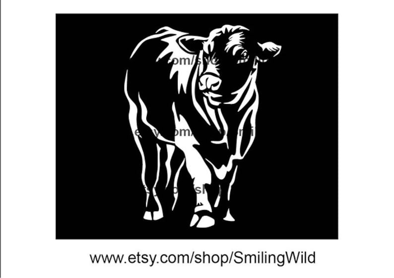 Black Angus Bull Svg Vector Graphic Art Cut in White Print on - Etsy Canada