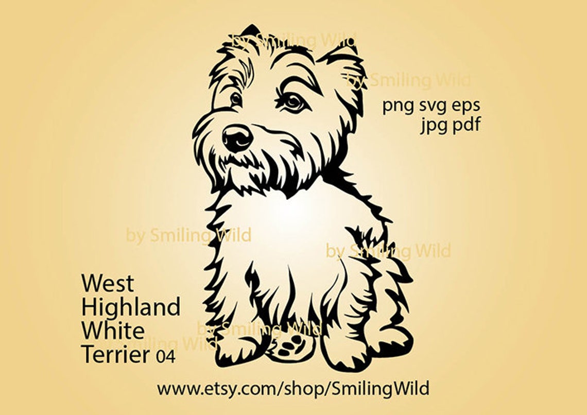 Westie Svg Vector Art West Highland White Terrier Cut File | Etsy