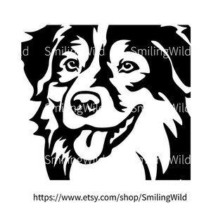 Australian Shepherd Dog Face Svg Icon Illustration, Aussie Clip Art ...