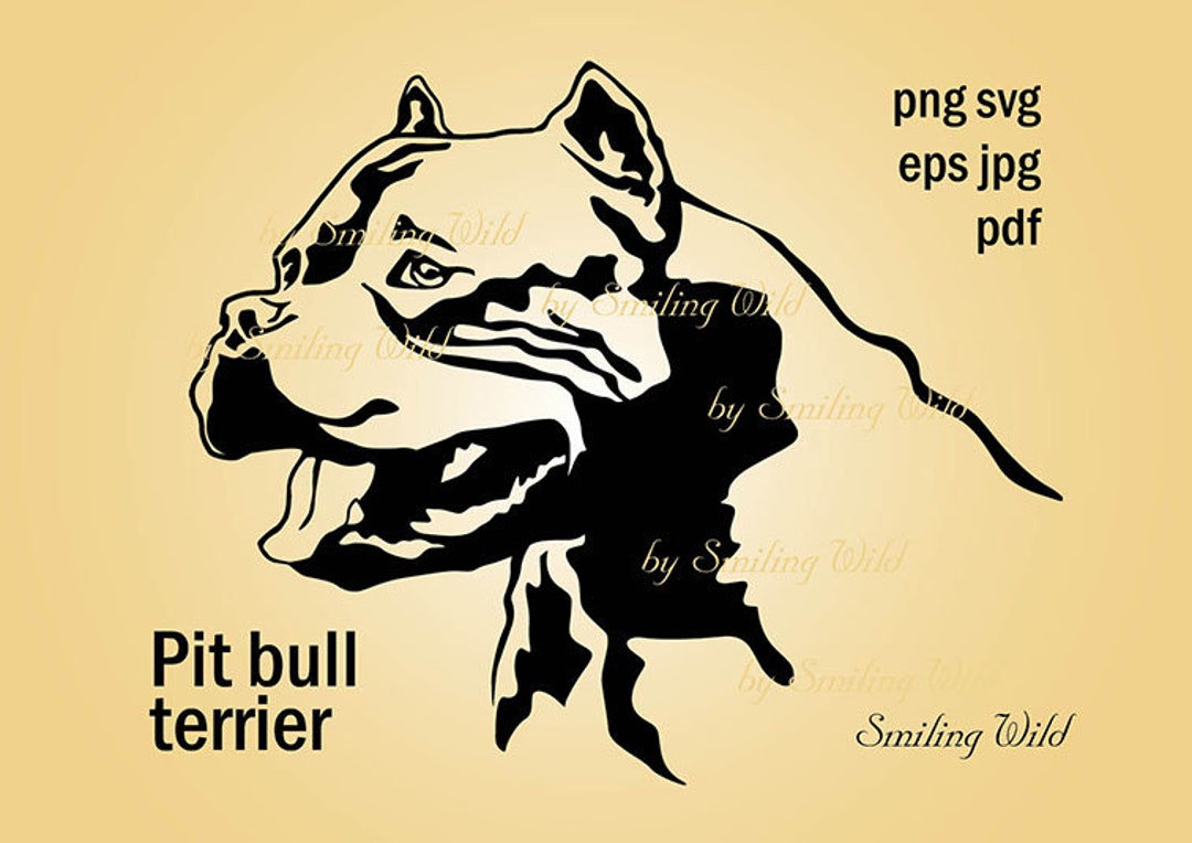 Pit Bull Terrier Svg Clipart Vector Graphic Art Portrait Pit - Etsy