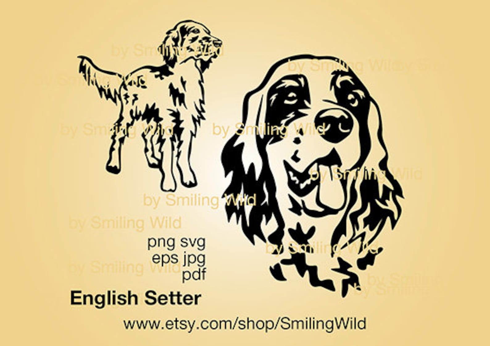 English Setter Svg Clipart Hunting Dog Logo Portrait Head - Etsy