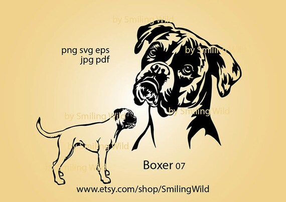 Boxer dog svg portrait vector graphic art boxer png face | Etsy
