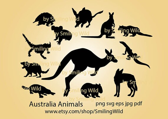 Australia animal svg clipart silhouette kangaroo vector | Etsy
