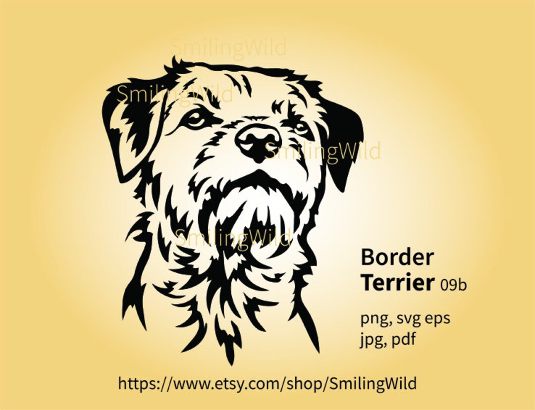 Border Terrier Svg Portrait Dog Vector Art Border Terrier Clipart Laser ...