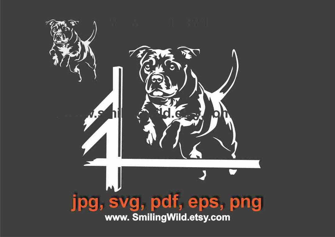 Staffordshire Bull Terrier Svg Vector Clip Art File, Staff Dog Agility ...