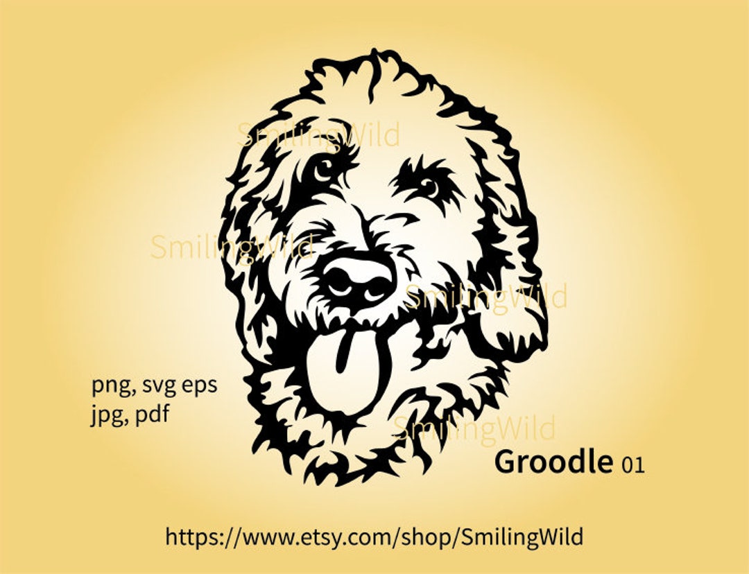 Cute Goldendoodle Svg & Png Clipart - Groodle Dog Head Vector Graphic ...