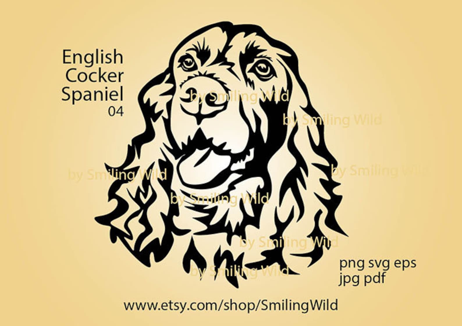 English Cocker Spaniel Svg Portrait Vector Graphic Artdog Head | Etsy