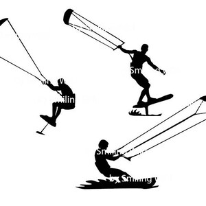 Kiteboarding SVG PNG Clipart Silhouette Bundle - Kiting Kitesurfing Svg ...