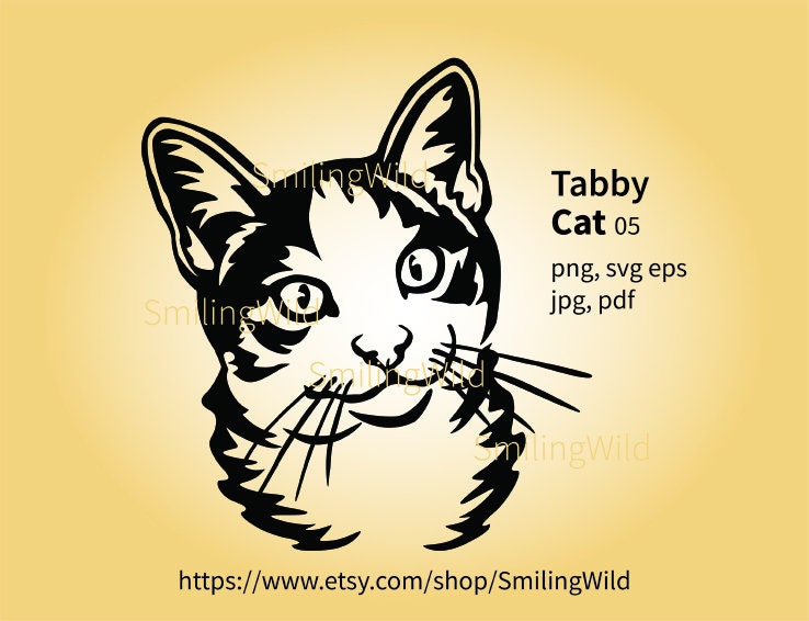 Tabby Cat Svg Vector Graphic Digital Clip Art Cat Cuttable - Etsy