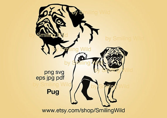 Pug Dog Svg Cut File Cricut Printable Vector Graphic Art Pug | Etsy