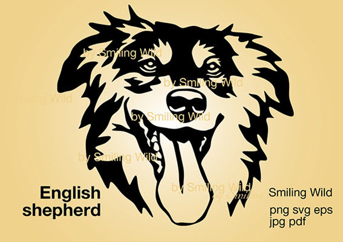 English Shepherd Dog Svg Clipart Vector Graphic Art Artwork | Etsy