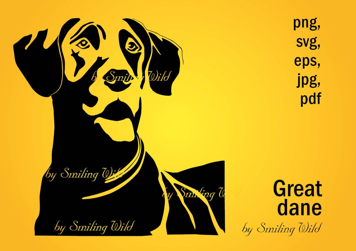 Great Dane Vector Graphic Art Printable Png Great Dane Instant | Etsy