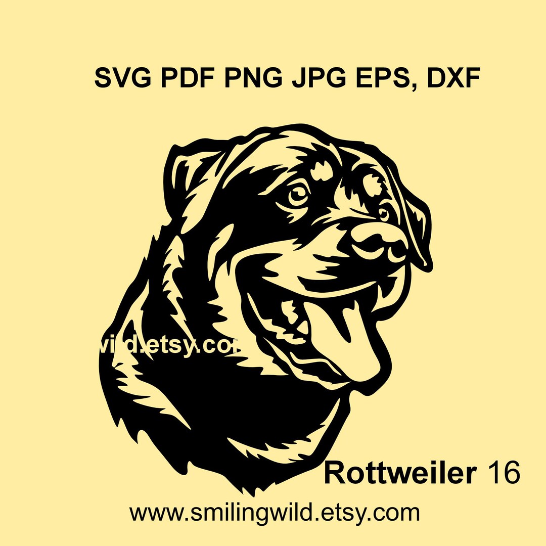 Rottweiler Smiling Face Clipart: SVG, PNG, DXF Laser and Cricut Cutting ...