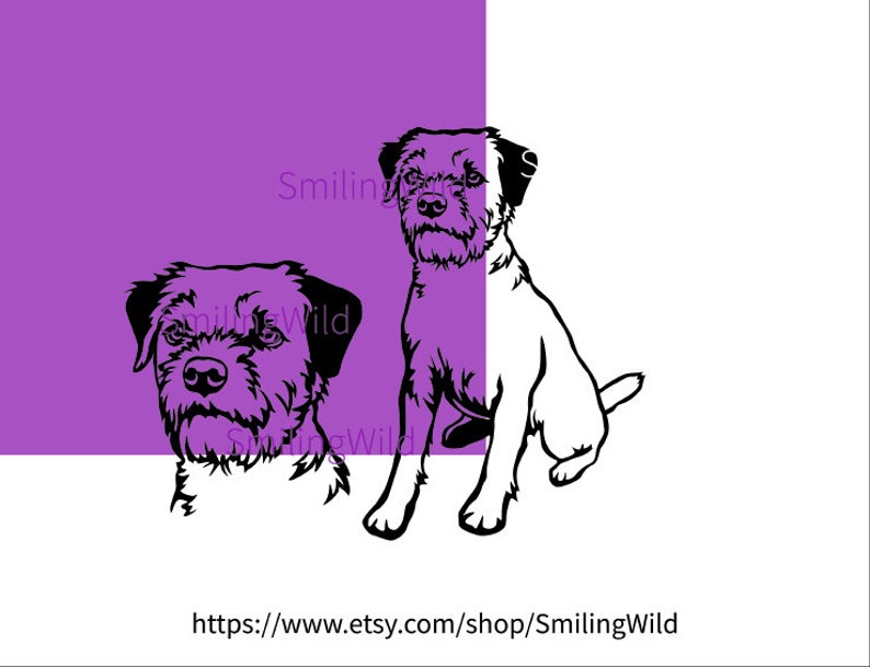 Border Terrier Svg Cuttable Digital Clip Art Portrait Border - Etsy