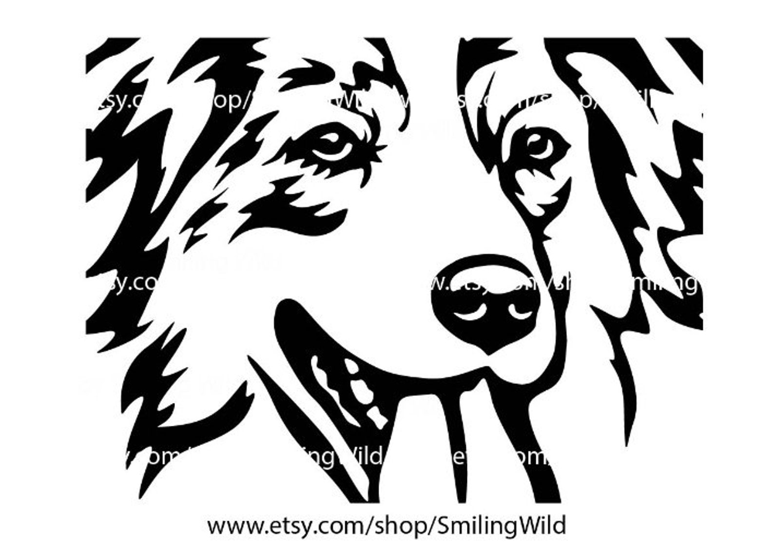 Merle Australian Shepherd Dog Breed Svg Aussie Face Clip Art - Etsy