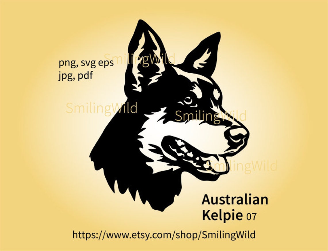 Australian Kelpie Dog Svg Vector Graphic Icon Illustration - Etsy