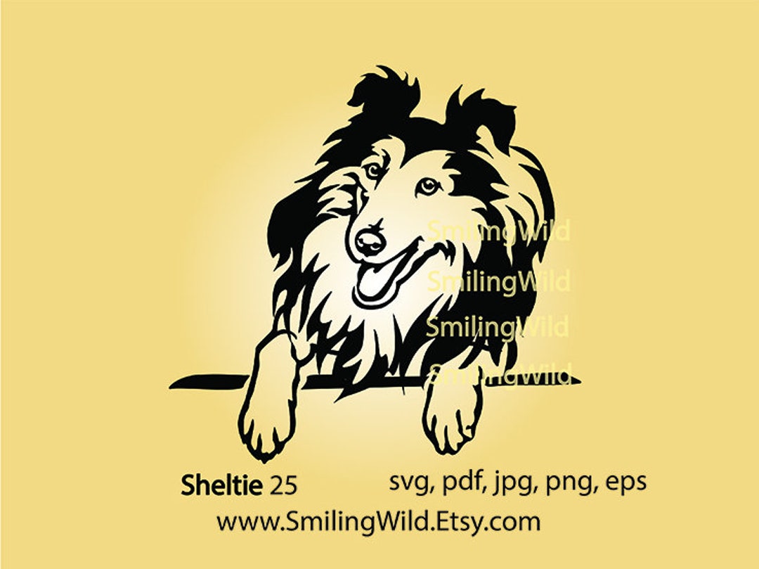 Peeking Sheltie Portrait Svg Dog Head Cut File Cuttable - Etsy