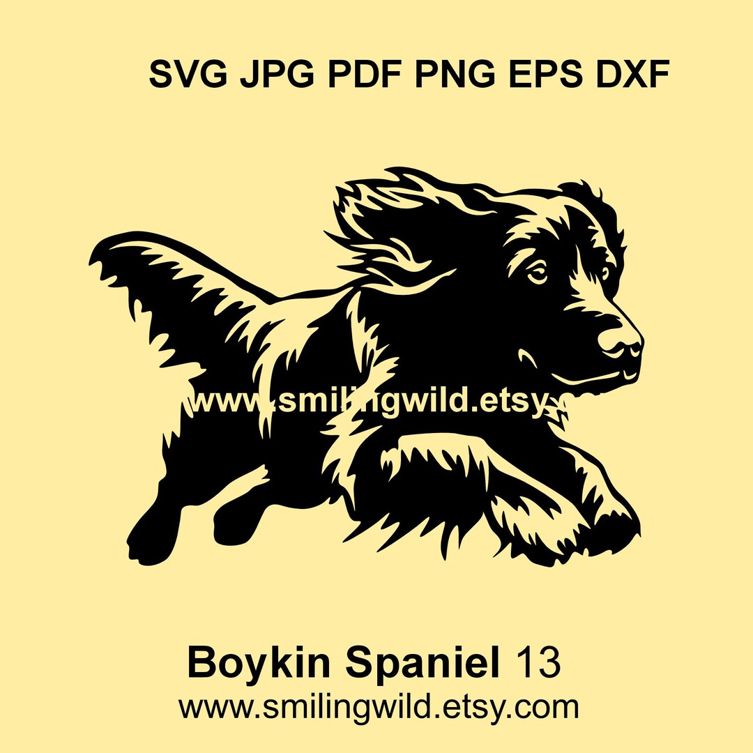 Boykin Spaniel SVG & PNG, DXF – Realistic Running Hunting Dog Canine ...