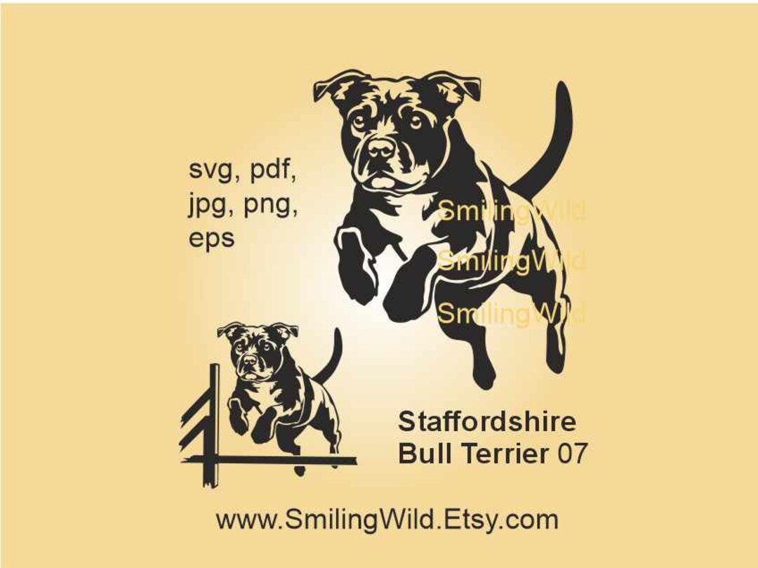 Staffordshire Bull Terrier Svg Vector Clip Art File, Staff Dog Agility ...