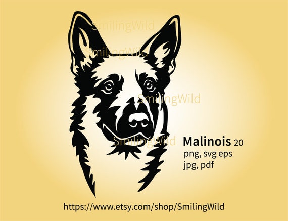Malinois Svg Face Vector Graphic Art Dog Breed Illustration | Etsy