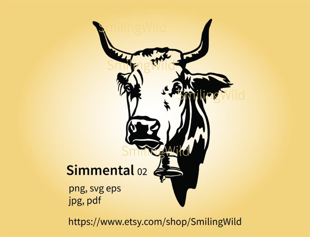 Simmental Cow Svg Vector Graphic Clip Art, Simmental Cattle Cuttable ...