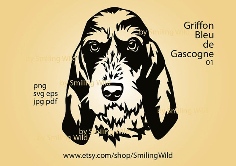 Griffon Bleu De Gascogne Svg /01/ Vector Graphic Art Cuttable - Etsy