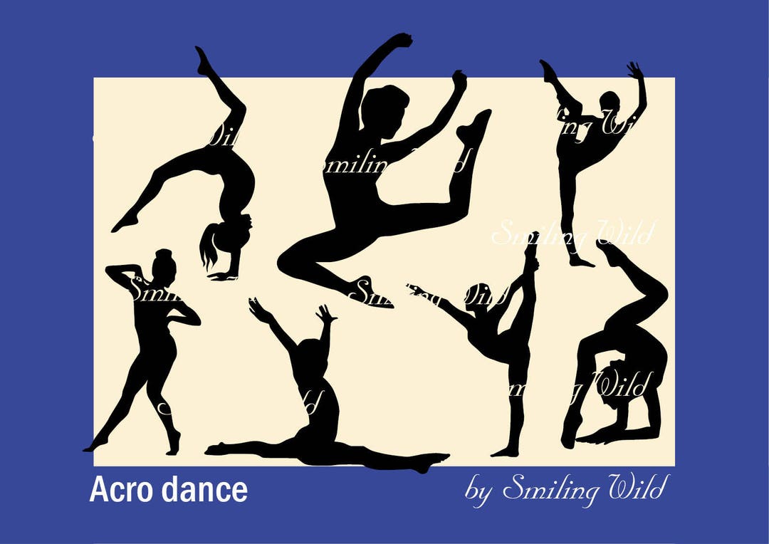 Acro Dance Svg Silhouette Clipart Printable Dancing Woman Gymnastic Yoga Cut Out Acro Ballet ...