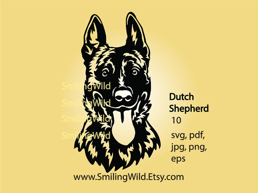Smiling Dutch Shepherd Svg Dog Face Cuttable Vector Graphic Clip Art ...