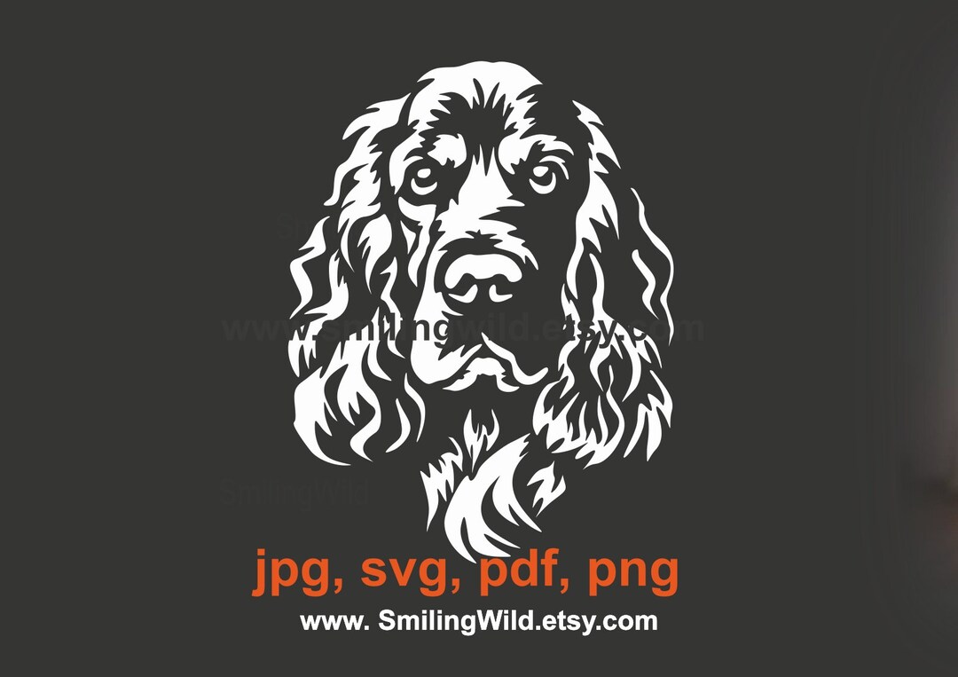 English Cocker Spaniel Svg Clipart Dog Portrait Dog White Cut File ...