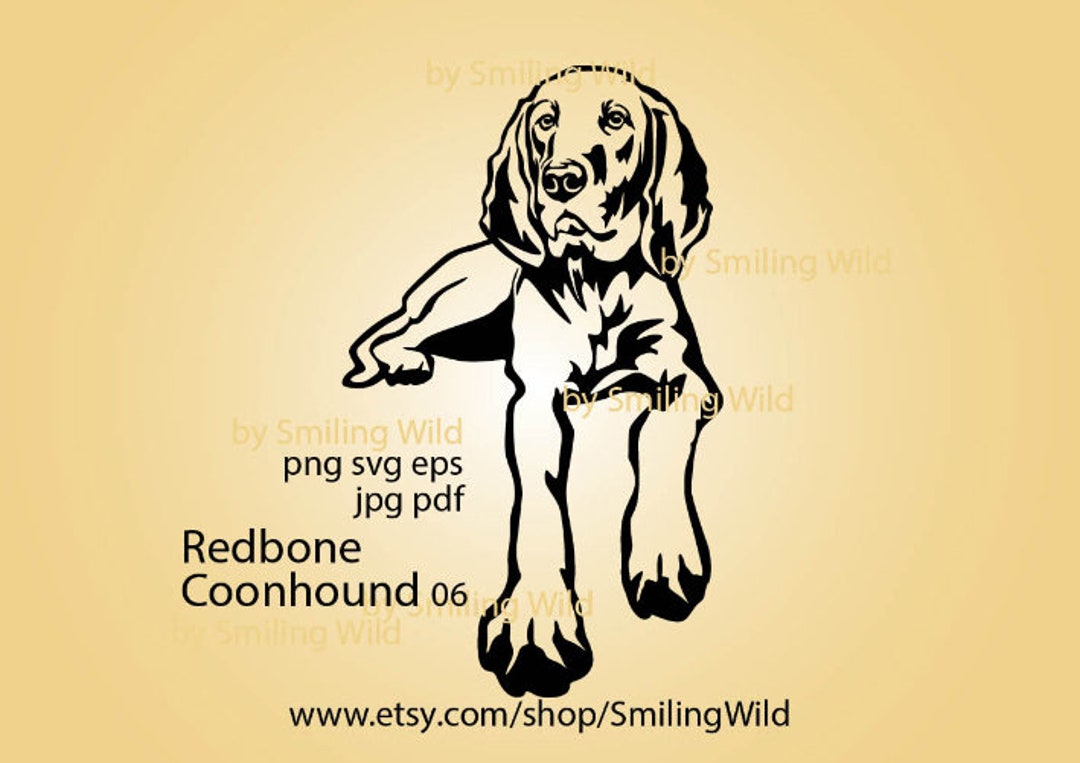 Redbone Coonhound Lying Dog Svg Clip Art, Redbone Coonhound Vector ...