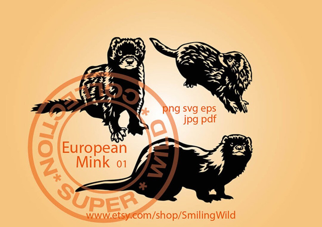 Mink European Svg Vector Graphic File, Wild Animal Svg Clip Art, Forest ...