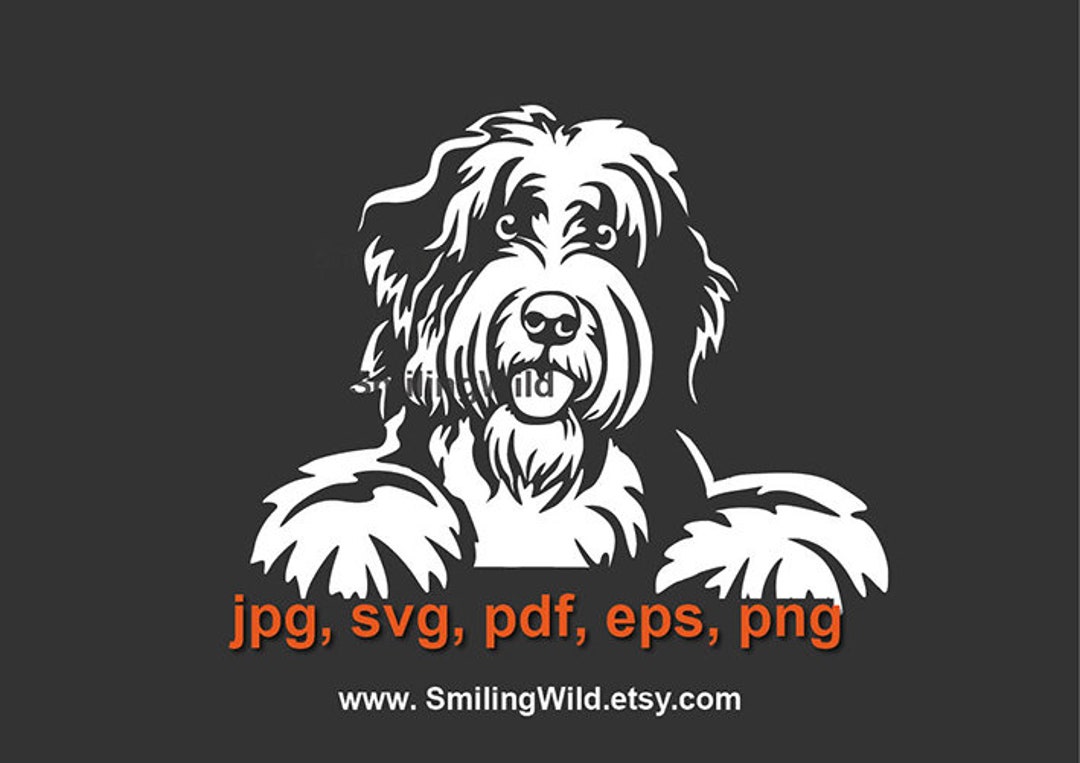 Bobtail Head Svg Clip Art Design, Bobtail Dog Cuttable Vector Graphic ...