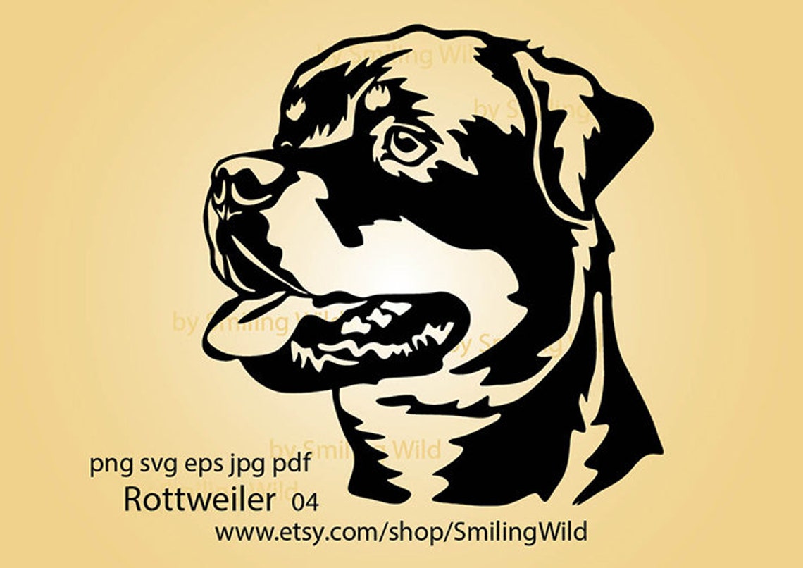 Rottweiler Svg Portrait Vector Graphic Art Dog Clipart Cut - Etsy