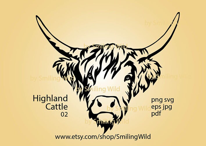 Scottish Highland Cattle Svg Highlander Cow Clipart Vector | Etsy Canada