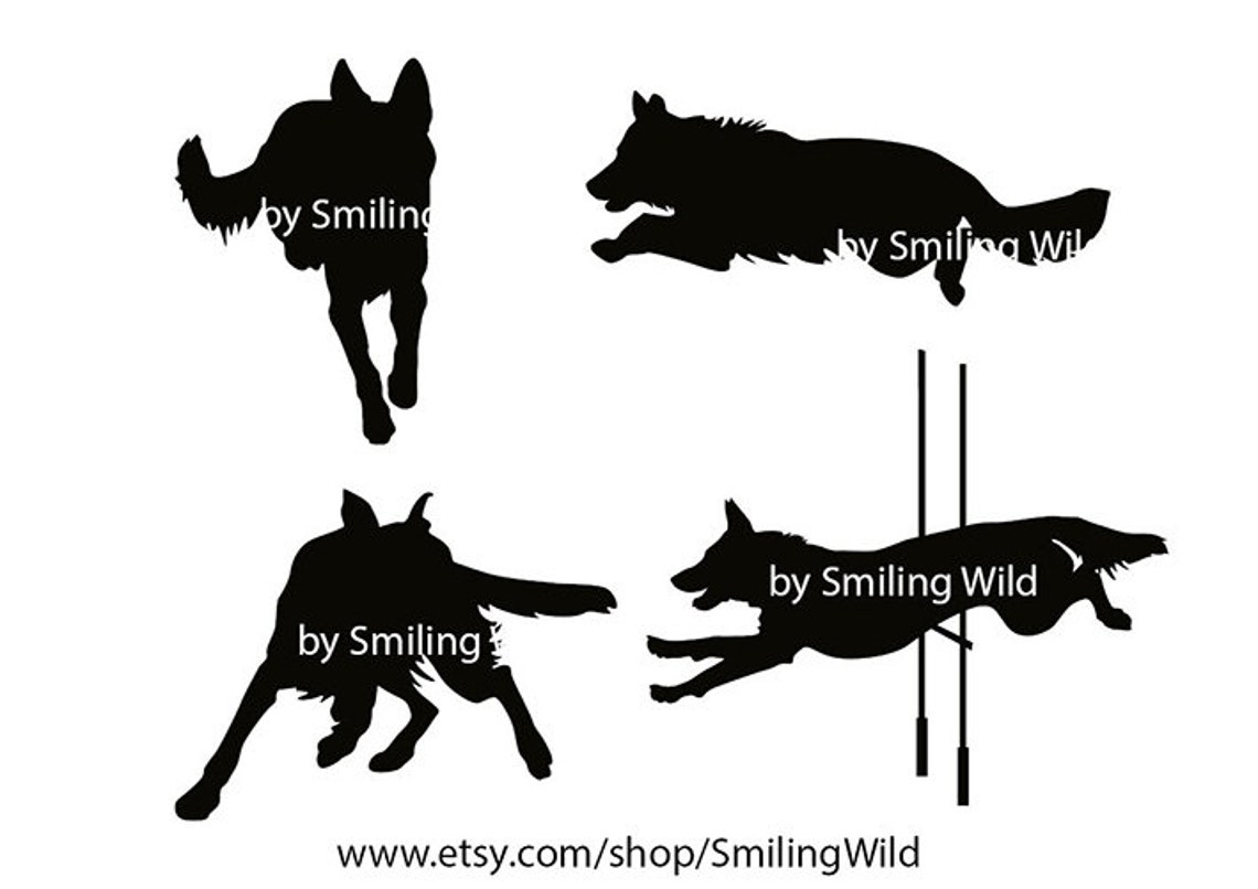 German Shepherd svg silhouette running dog vector art jumping | Etsy