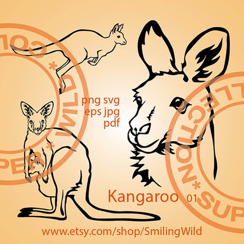 Kangaroo Svg Vector Graphic Outline Art Australia Wild Animal - Etsy