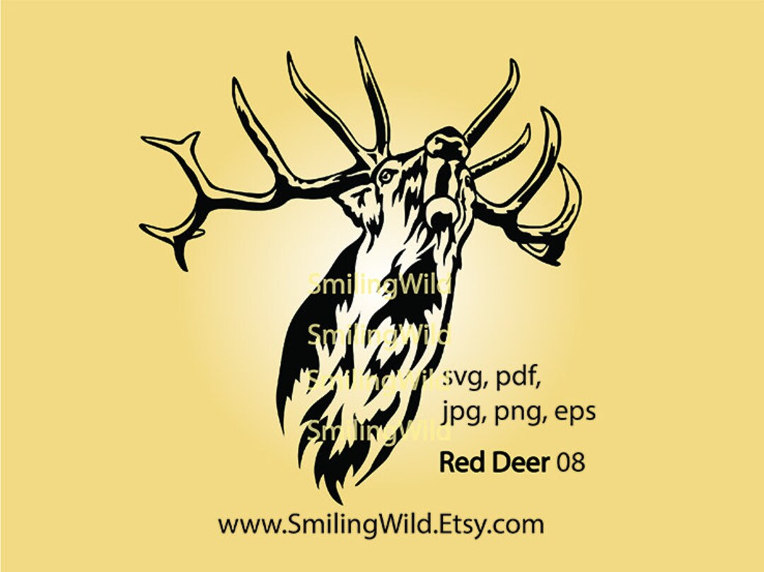 Roaring Red Deer Svg Stag Portrait Vector Graphic Art Artwork - Etsy