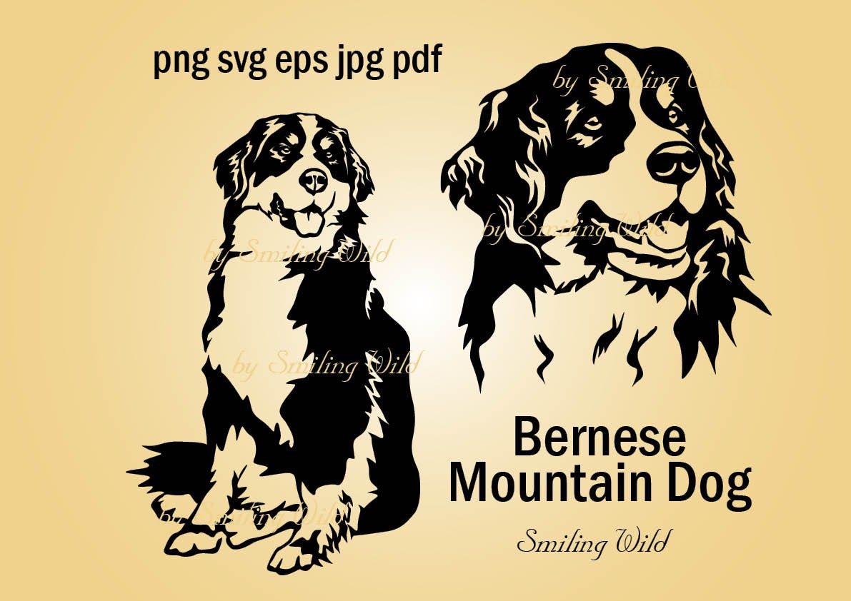 Berner Sennenhund Svg Eps Vektor-Grafik Porträt Berner | Etsy