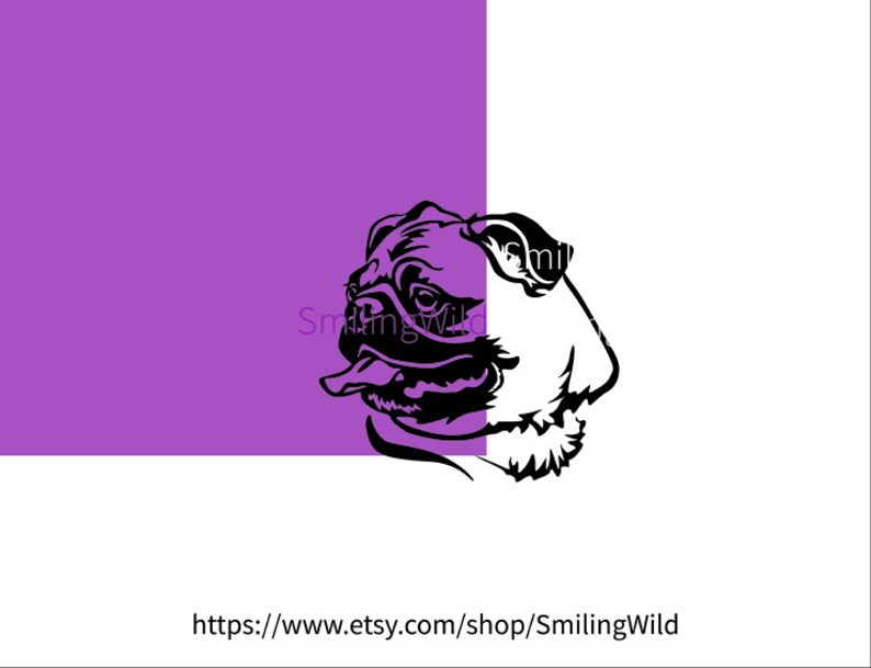 Pug Dog Face Svg Clip Art Vector Graphic Art Pug Dog Cuttable | Etsy