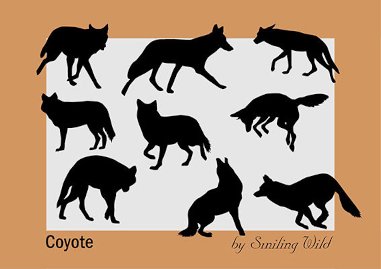 Coyote Svg Silhouette Clipart Woodland Animal Cutout Printable - Etsy
