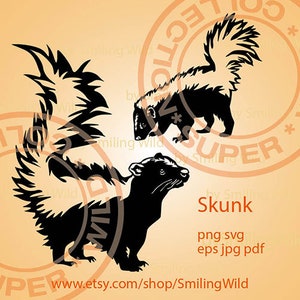 Skunk Svg Clipart Wild Animal Vector Graphic Art Cute Skunk Cut File ...