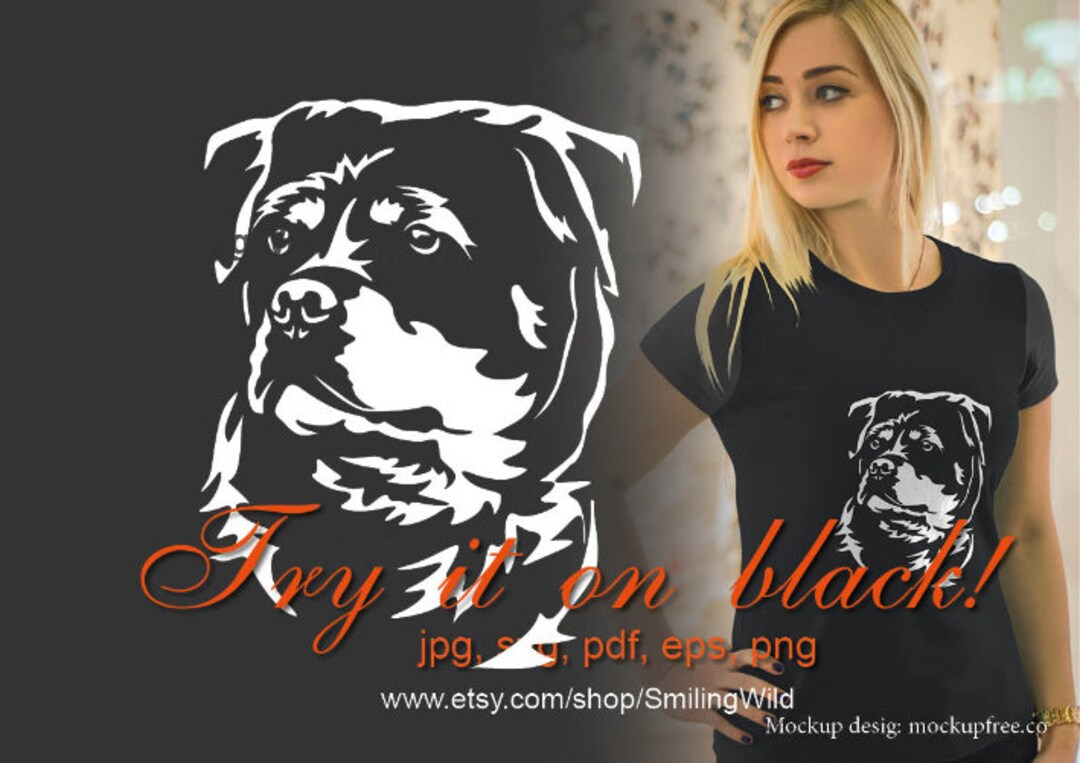 Rottweiler Dog Svg Clip Art Face, Rottweiler Vector Graphic Digital Cut ...