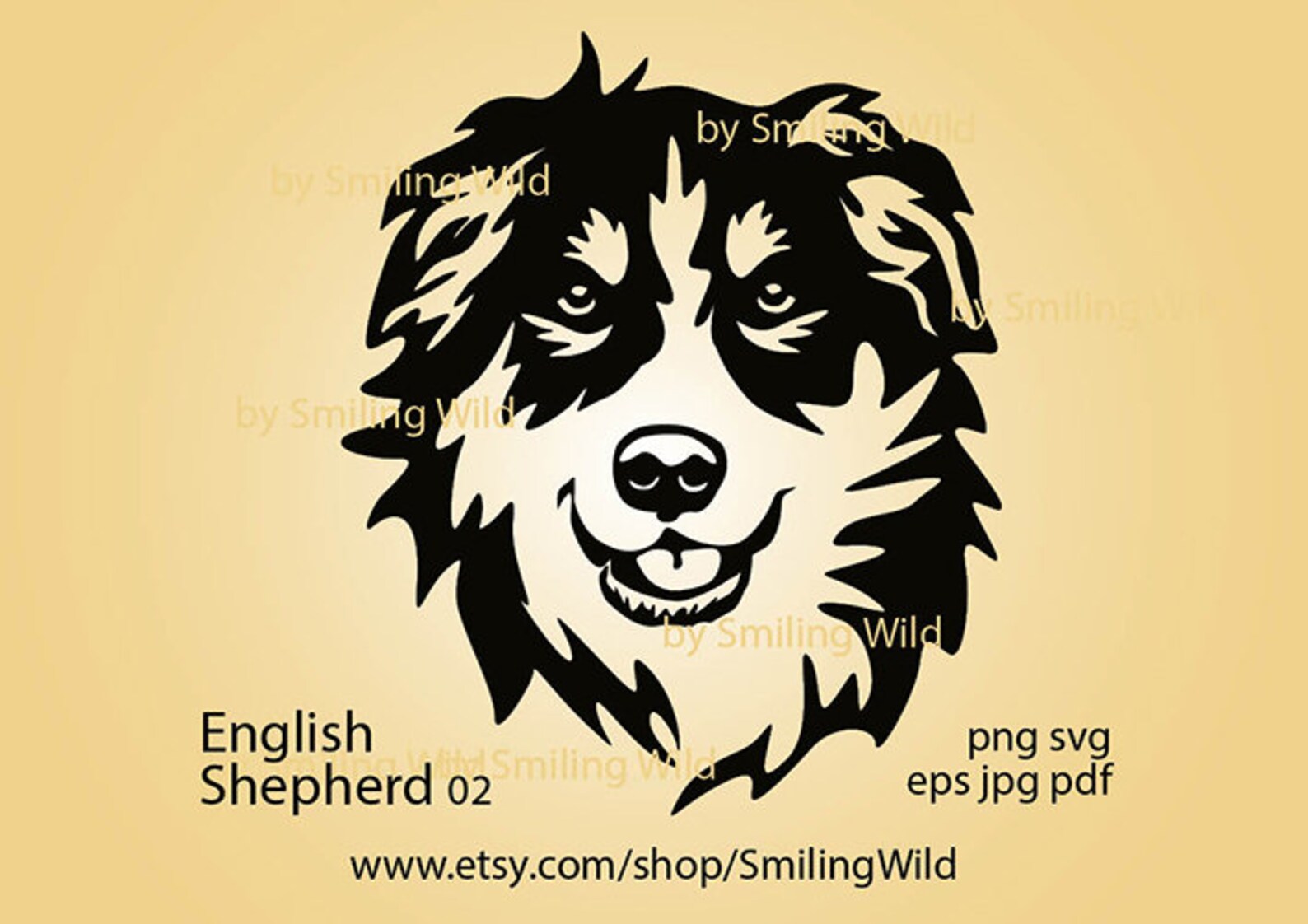 English Shepherd Svg Dog Vector Graphic /02/ Art Portrait - Etsy
