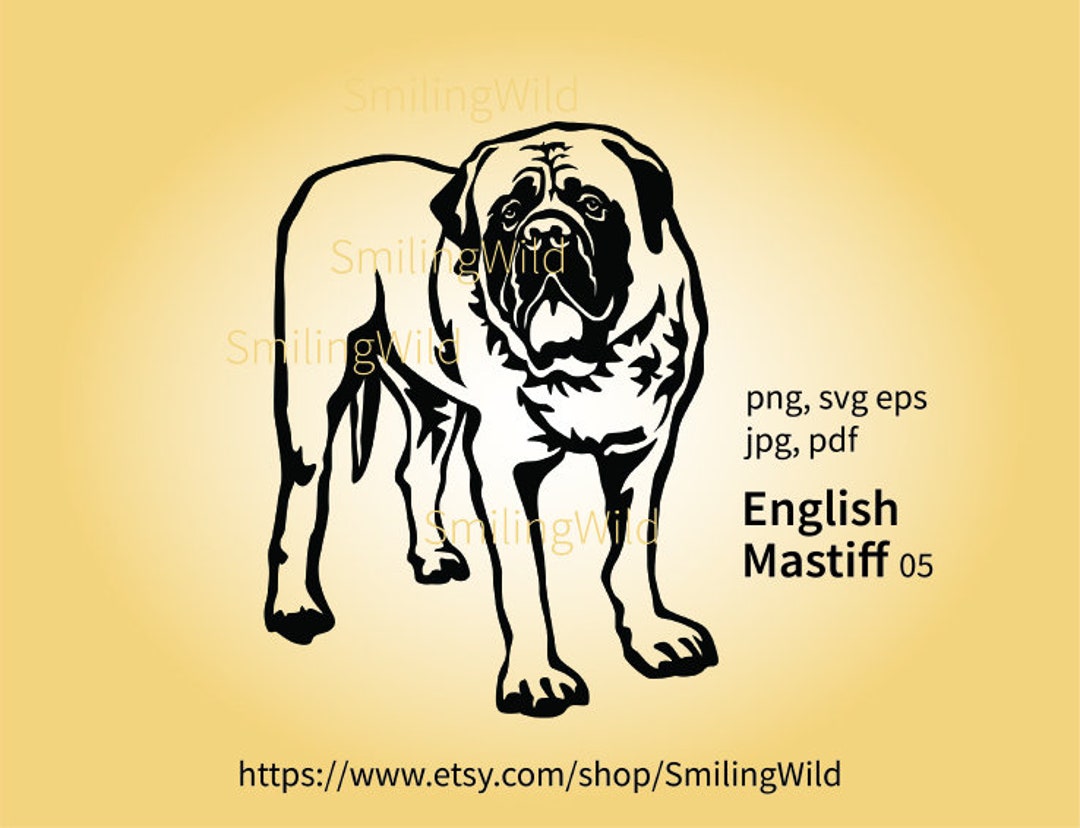 English Mastiff Dog Svg Head Clip Art, English Mastiff Cut File Vector ...