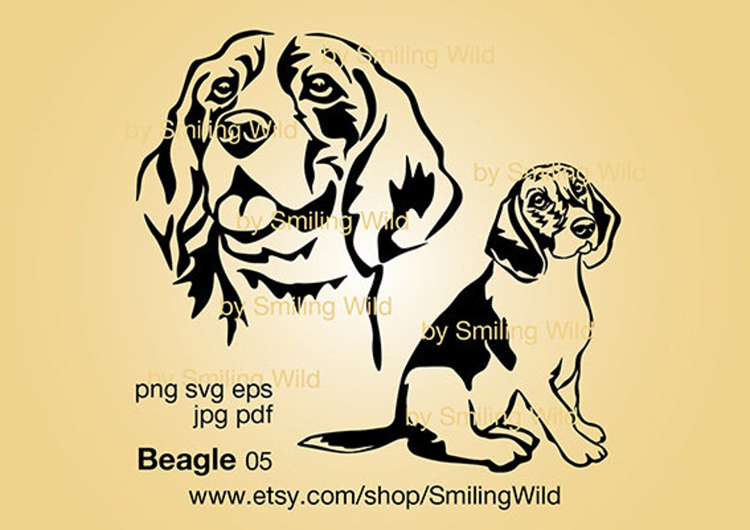 Beagle Dog Breed Svg Clipart Portrait Vector Graphic Art Beagle Hunting ...
