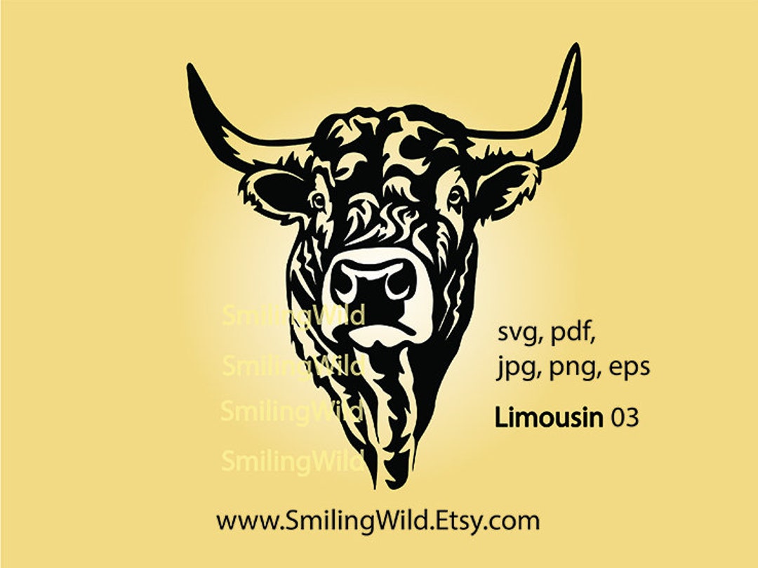 Limousin Beef Svg Vector Graphic Art Cattle Cut File Limousin Bull Face ...