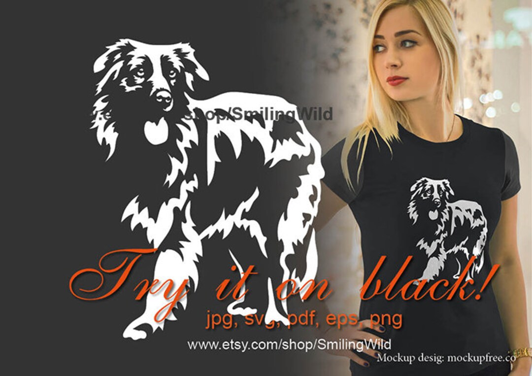 Merle Australian Shepherd Svg White Vector Graphic Art Aussie Clipart ...