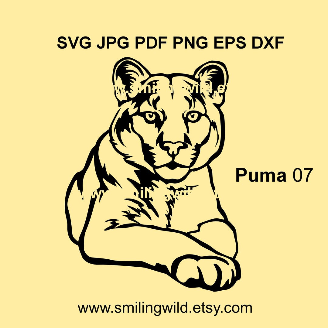 Puma Clipart: Realistic Mountain Lion Vector Graphic (SVG, PNG, DXF) - Etsy