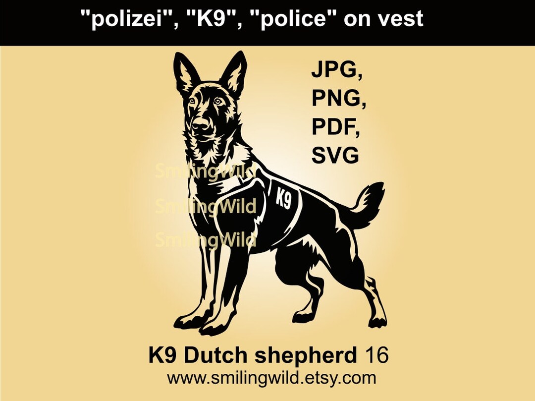 Police Dutch Shepherd Svg Cuttable Vector File, K9 Dutch Shepherd ...